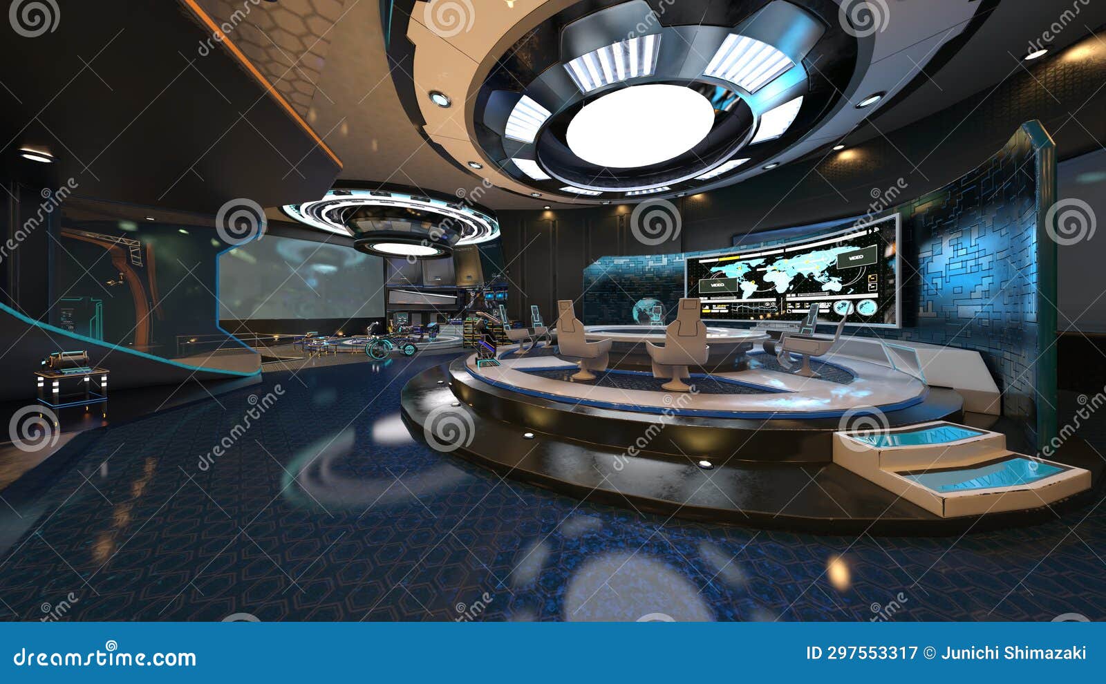 3D Rendering of the Conference Room in the Spaceship Stock Illustration ...