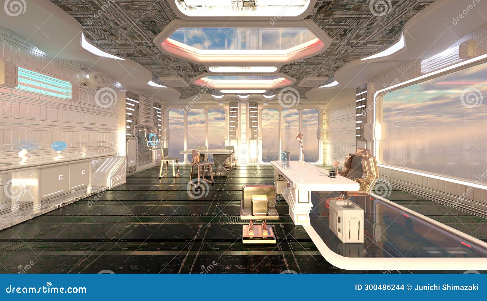 3D Rendering of the Conference Room in the Spaceship Stock Illustration ...