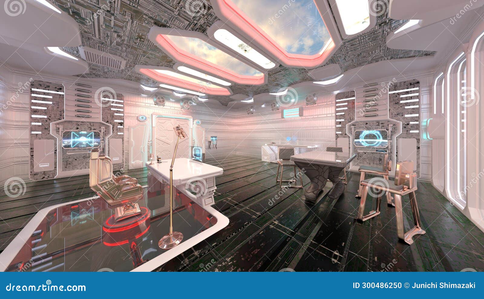 3D Rendering of the Conference Room in the Spaceship Stock Illustration ...
