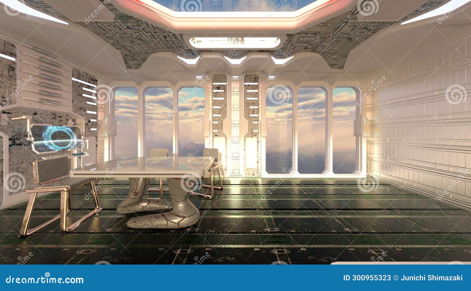 3D Rendering of the Conference Room in the Spaceship Stock Illustration ...