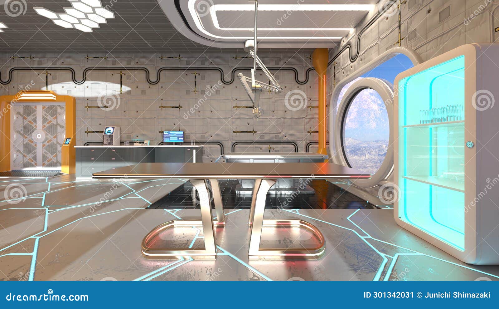 3D Rendering of the Conference Room in the Spaceship Stock Illustration ...
