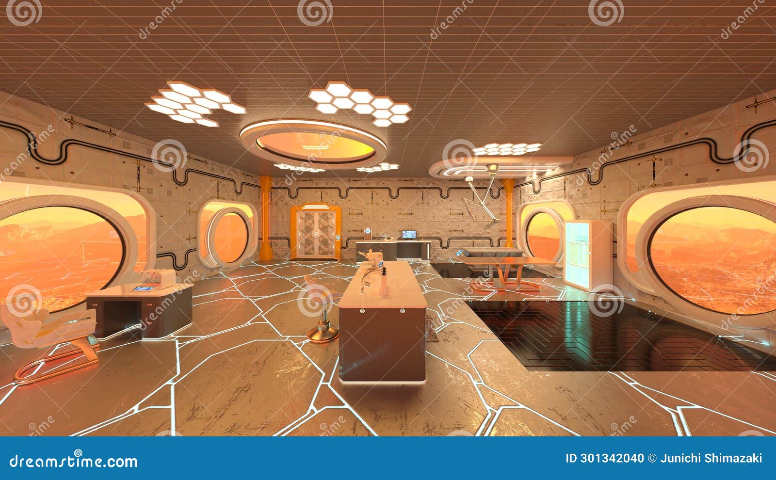 3D Rendering of the Conference Room in the Spaceship Stock Illustration ...