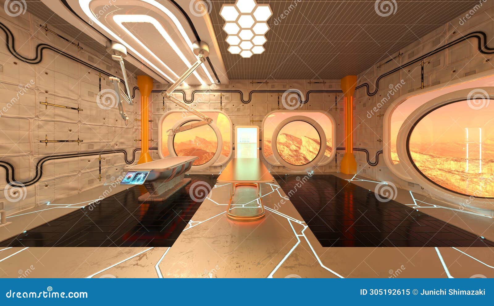 3D Rendering of the Conference Room in the Spaceship Stock Illustration ...