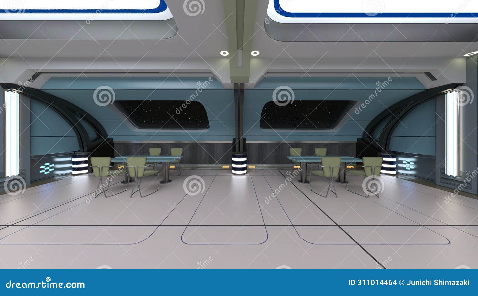 3D Rendering of the Conference Room in the Spaceship Stock Illustration ...