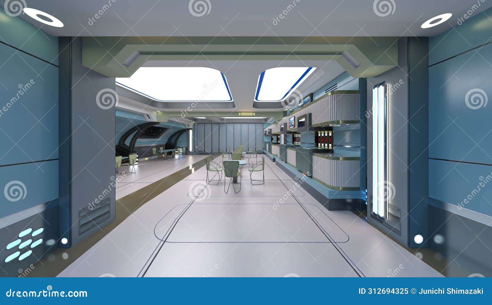 3D Rendering of the Conference Room in the Spaceship Stock Illustration ...