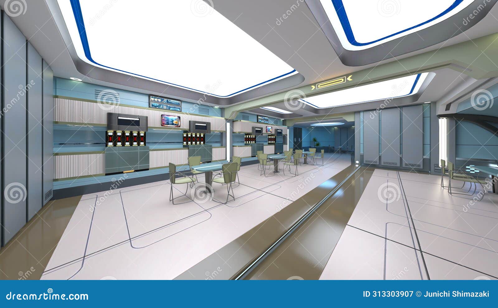 3D Rendering of the Conference Room in the Spaceship Stock Illustration ...