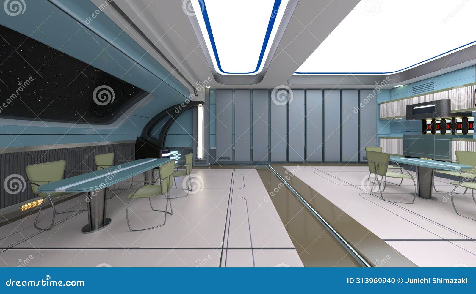 3D Rendering of the Conference Room in the Spaceship Stock Illustration ...