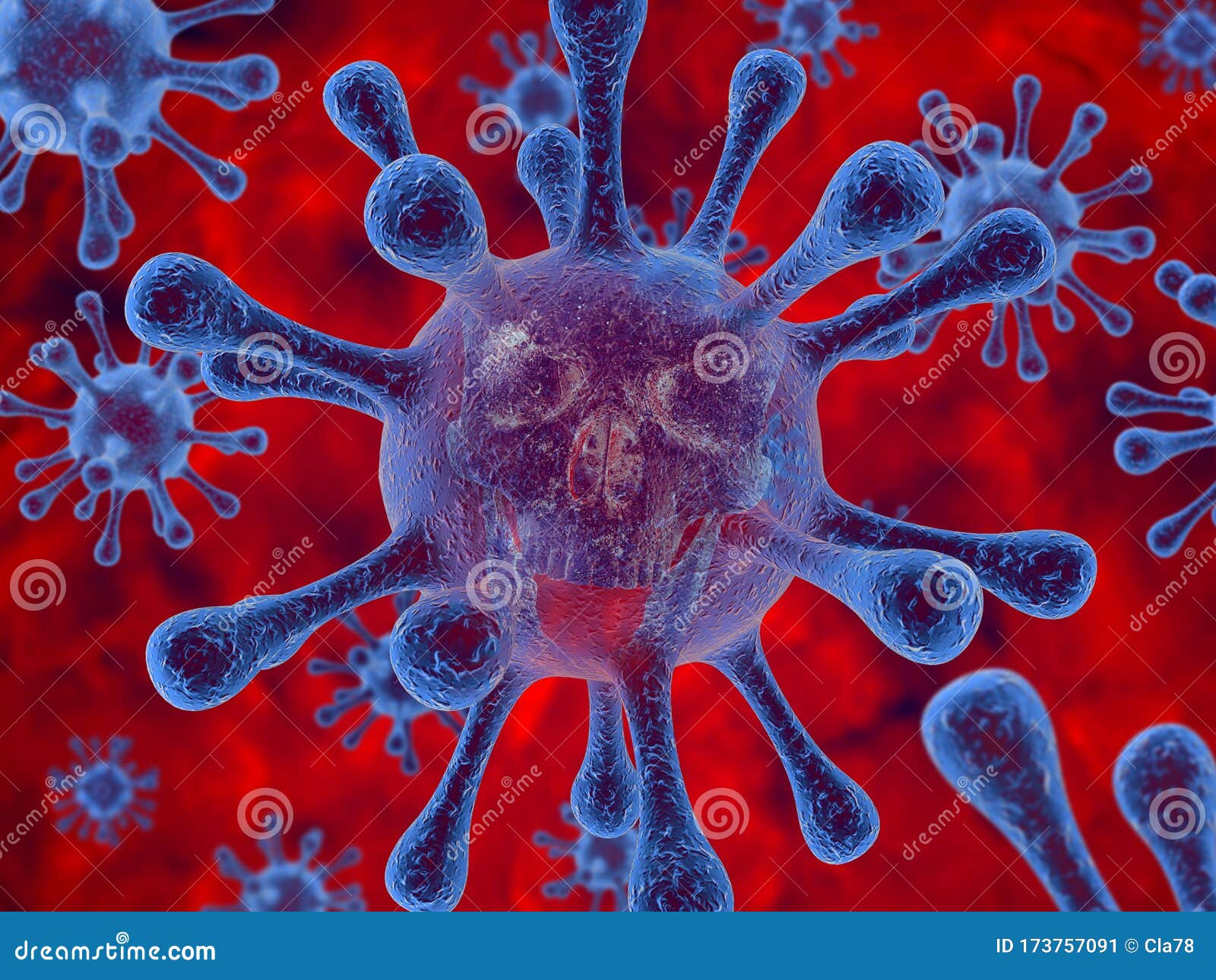 3D Rendering of Contagious Virus with Skull Stock Illustration ...
