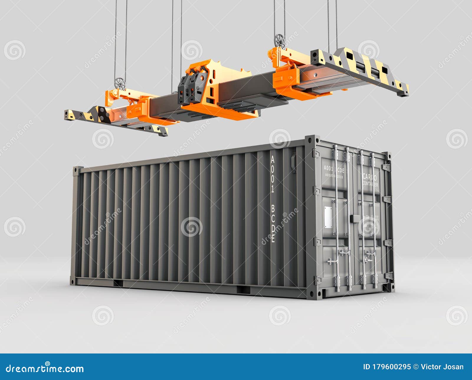 3d Rendering of Container Loading with Industrial Crane. Industry and ...