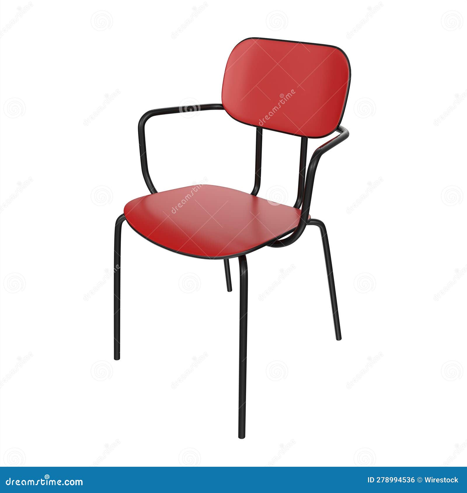 3D Rendering of a Contemporary Metallic Red Chair with a Black Frame on ...