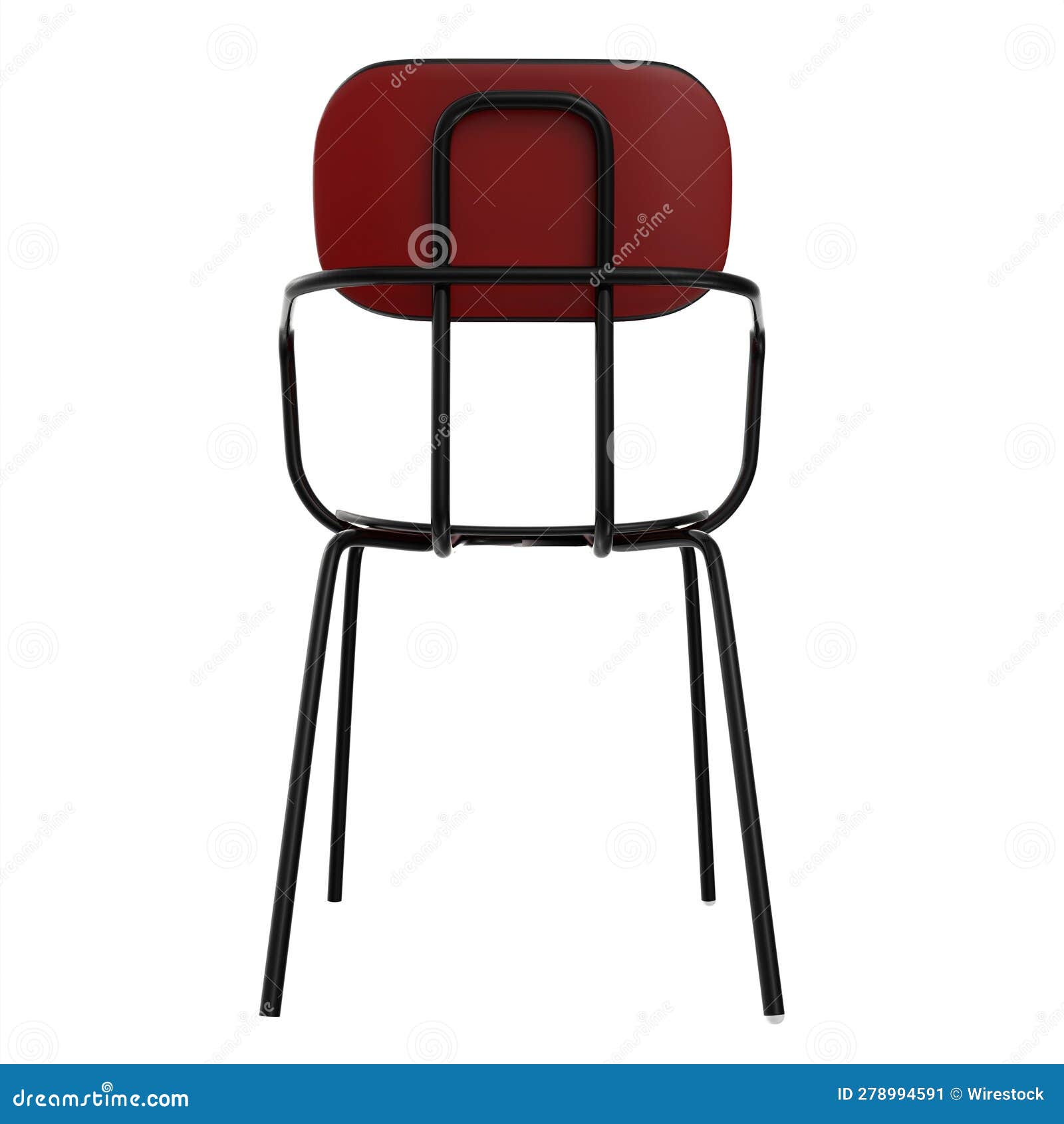 3D Rendering of a Contemporary Metallic Red Chair with a Black Frame on ...