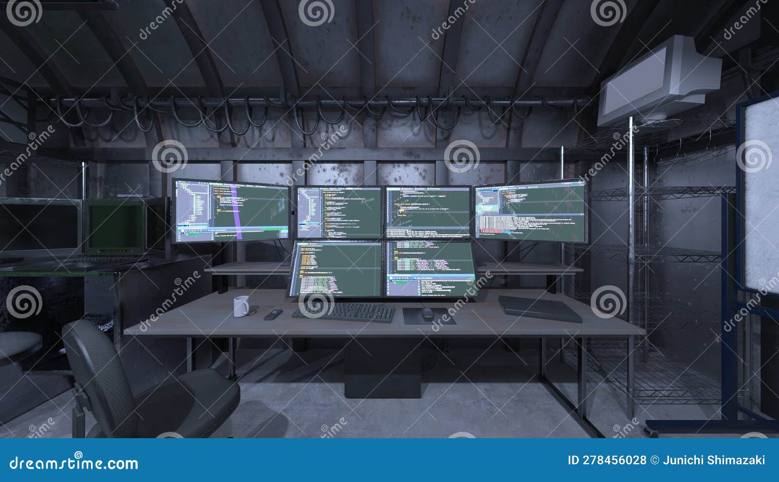 3D Rendering of the Control Room Stock Illustration - Illustration of ...