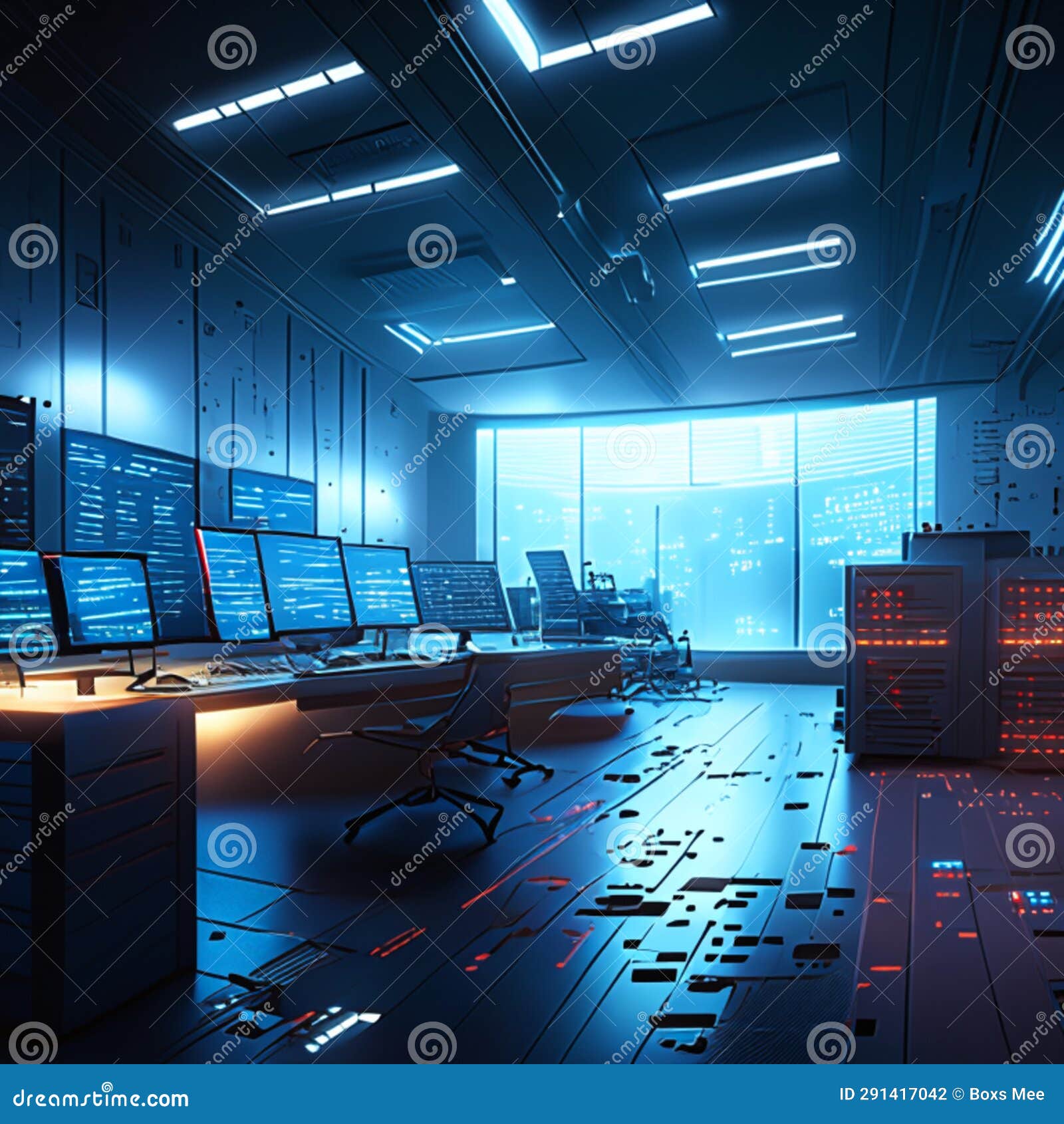3D Rendering of the Control Room of a Big Data Center. AI Generated ...