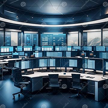 3D Rendering of the Control Room of a Big Data Center. AI Generated ...