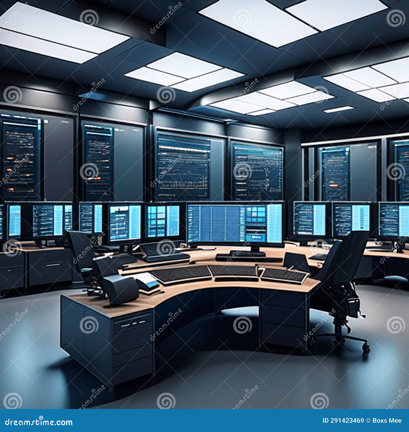 3D Rendering of a Control Room in a Modern Office Building. AI ...