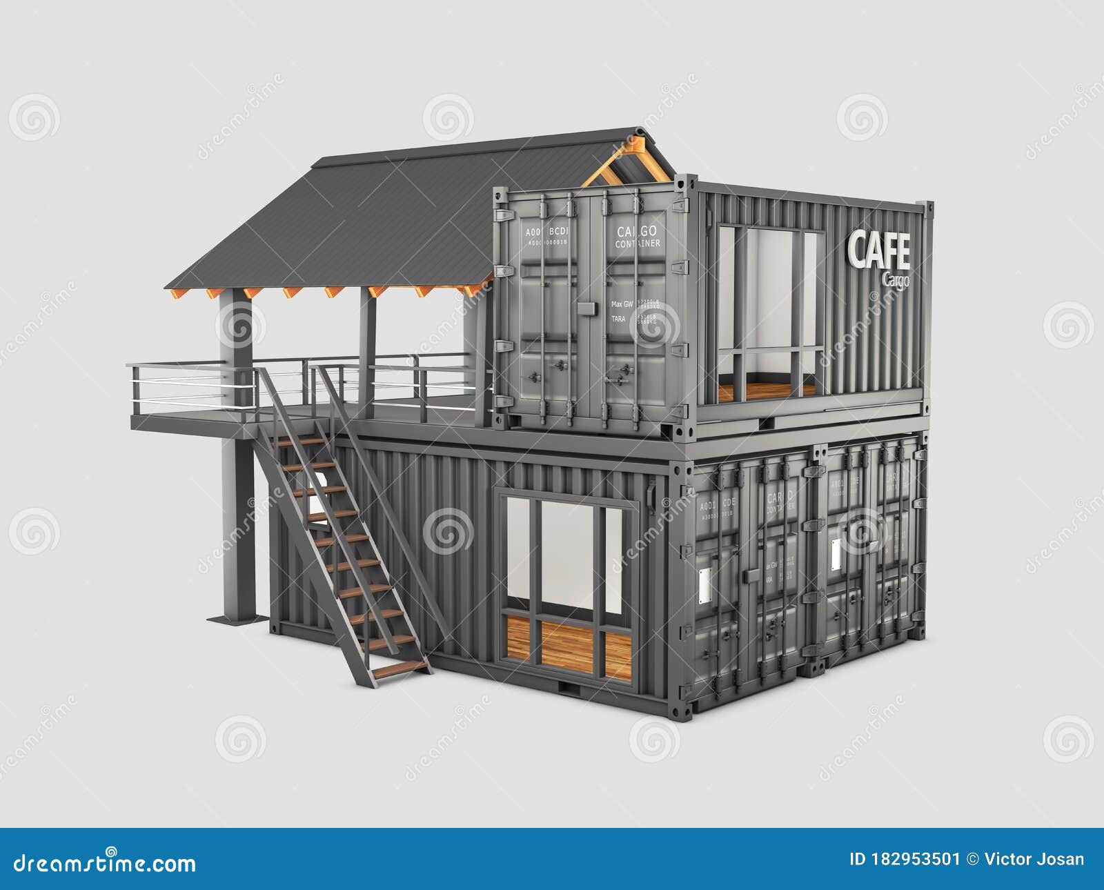 3d Rendering of Converted Old Shipping Container into Cafe, Clipping ... 3d Rendering of Converted Old Shipping Container into Cafe, Clipping ...