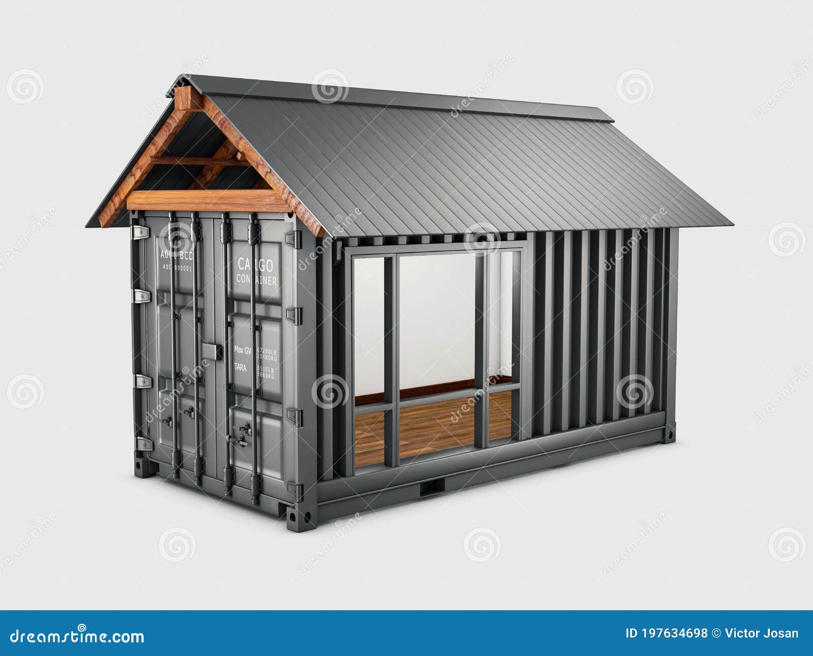 3d Rendering of Converted Old Shipping Container into House, Clipping ... 3d Rendering of Converted Old Shipping Container into House, Clipping ...