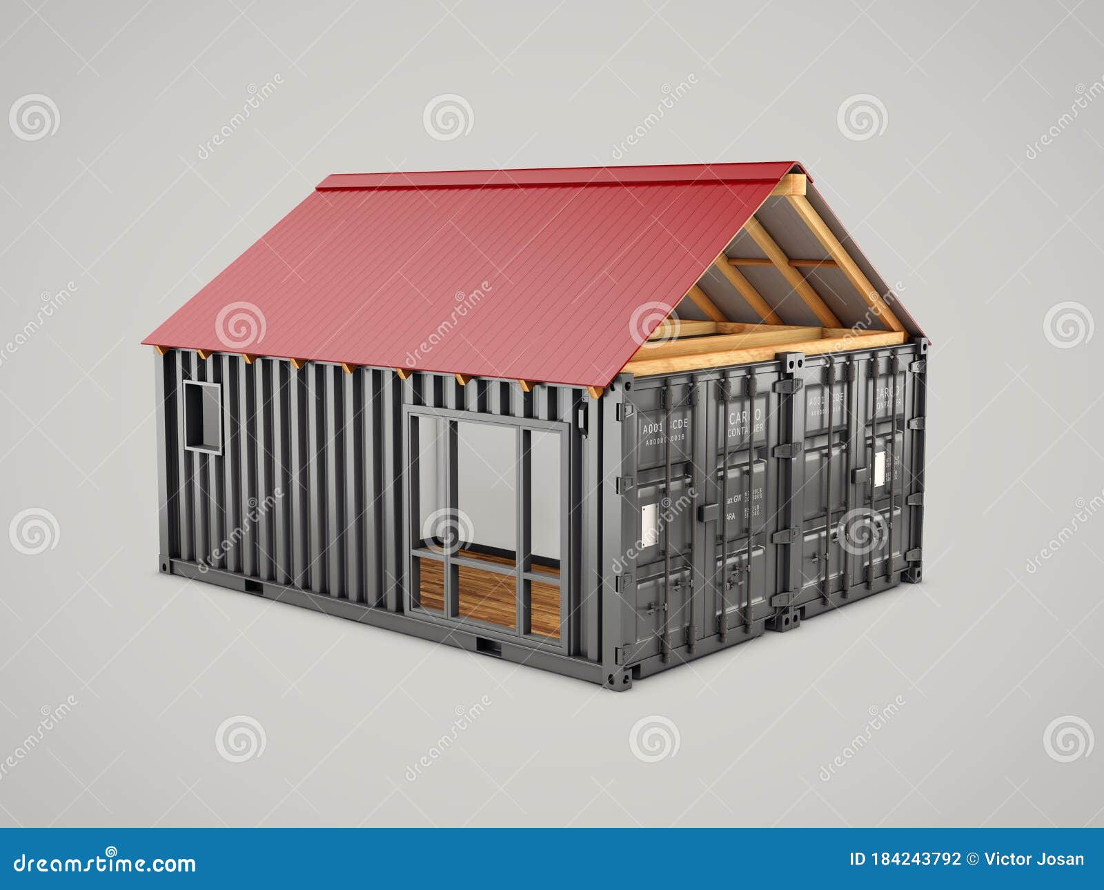 3d Rendering Of Converted Old Shipping Container Into Cafe, Clipping ...