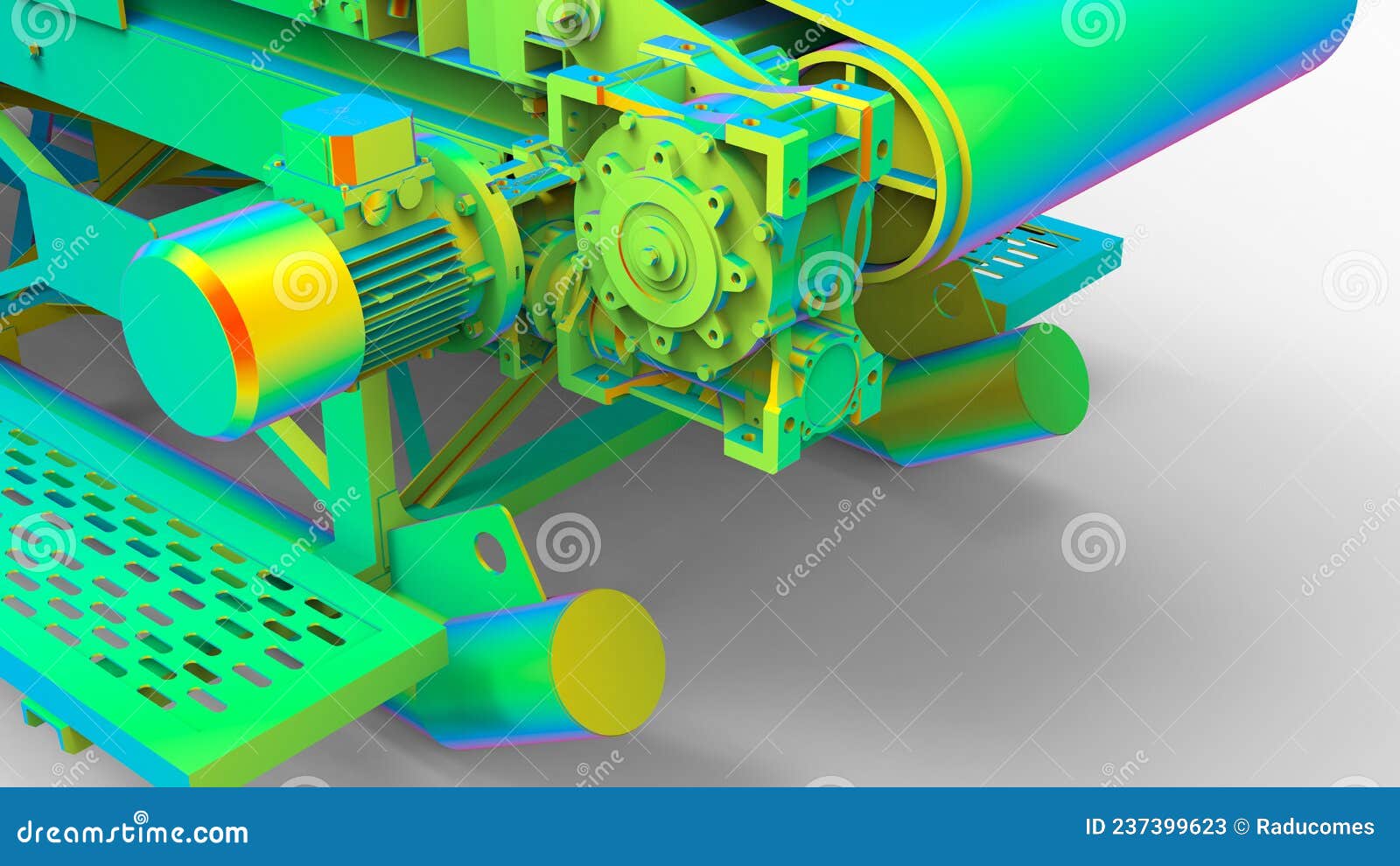 3d Rendering Conveyor Belt Gearbox Finite Element Analysis Stock