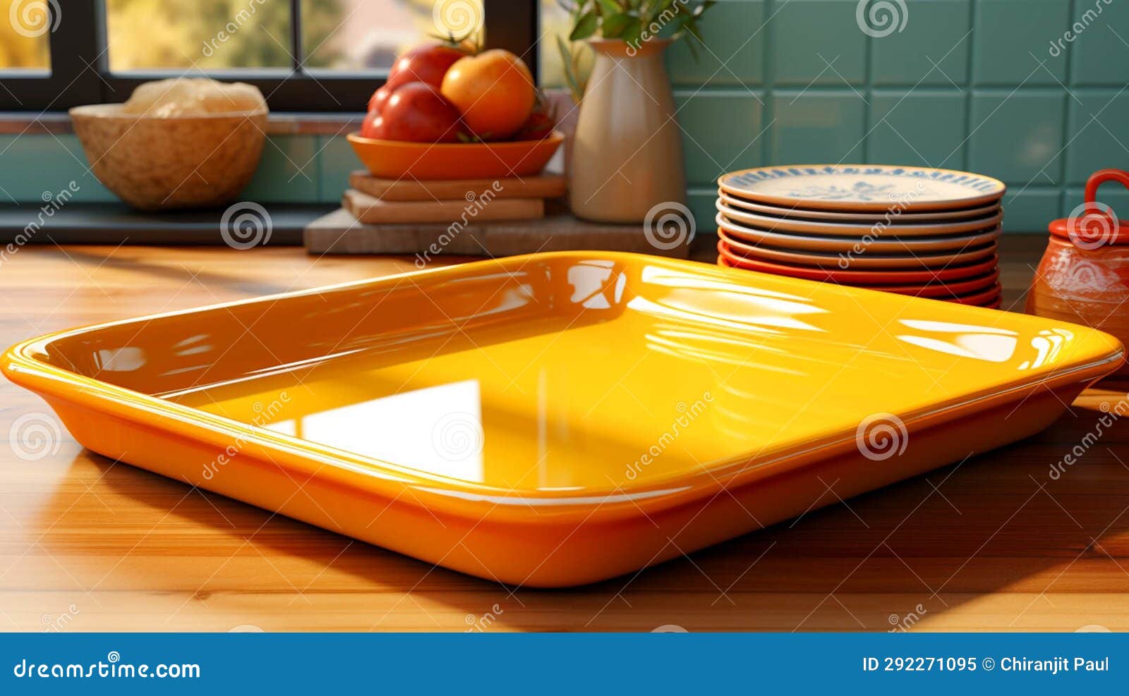 3d Rendering Cooking Tray On Yellow Stock Image | CartoonDealer.com ...