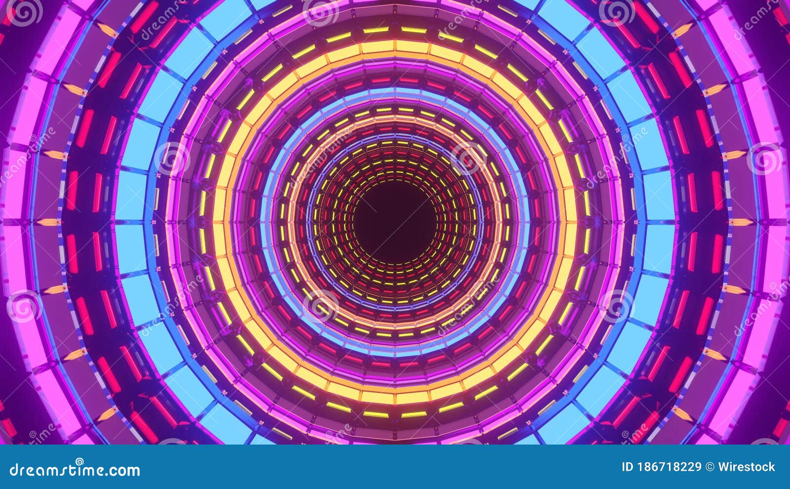 3D Rendering Cool Background with Circular Neon Laser Lights - Perfect ...