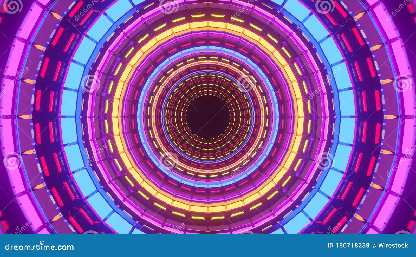 3D Rendering Cool Background With Circular Neon Laser Lights - Perfect ...