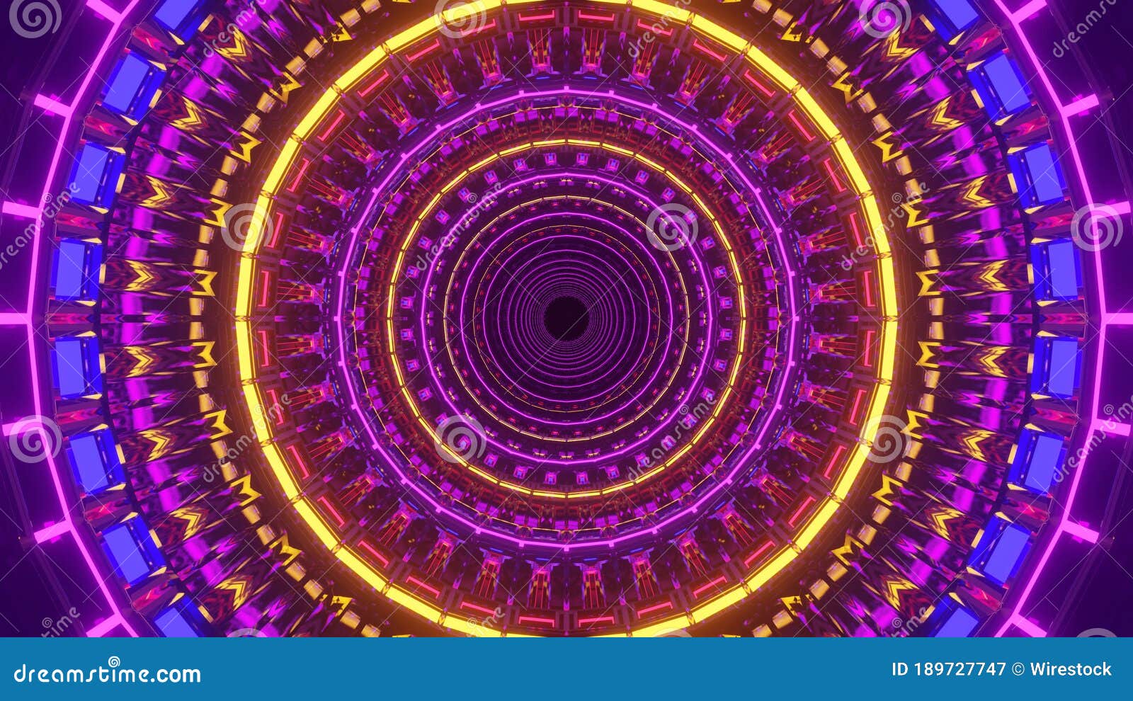 3D Rendering Cool Background With Circular Neon Laser Lights - Perfect ...