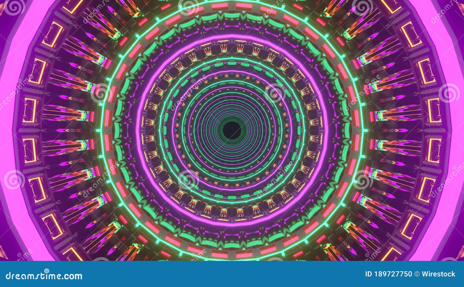 3D Rendering Cool Background With Circular Neon Laser Lights - Perfect ...