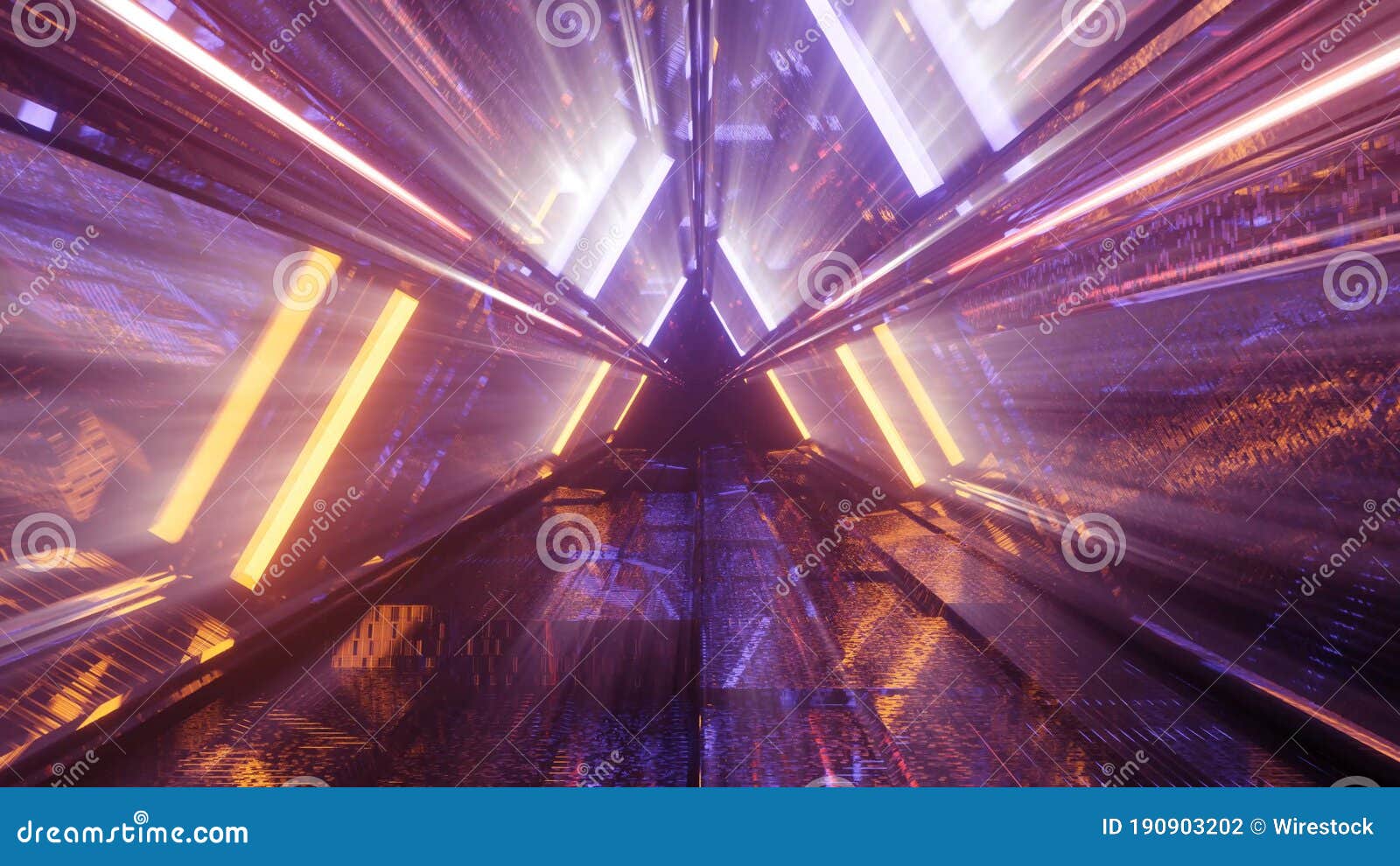 3D Rendering of a Cool Trippy Futuristic Hallway in a Triangular Form ...