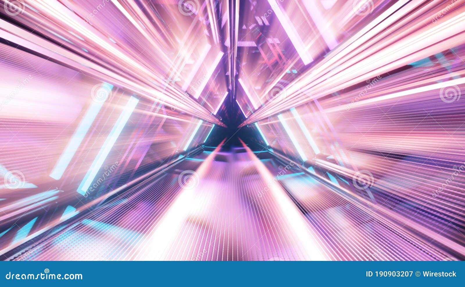 3D Rendering of a Cool Trippy Futuristic Hallway in a Triangular Form ...