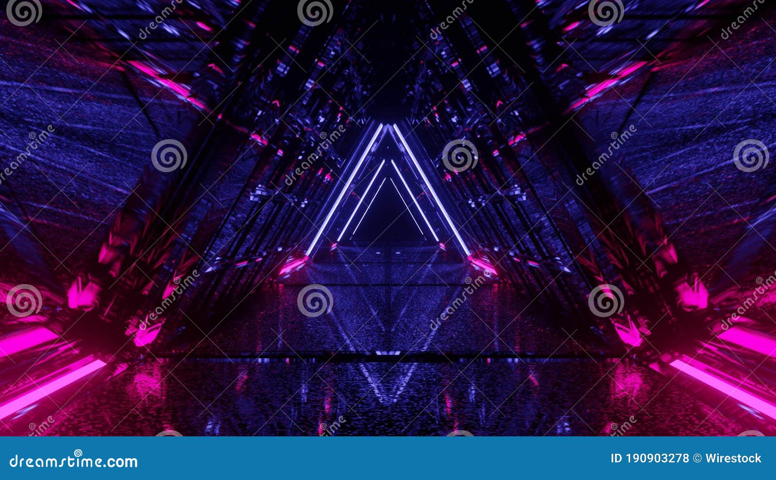 3D Rendering of a Cool Trippy Futuristic Hallway in a Triangular Form ...