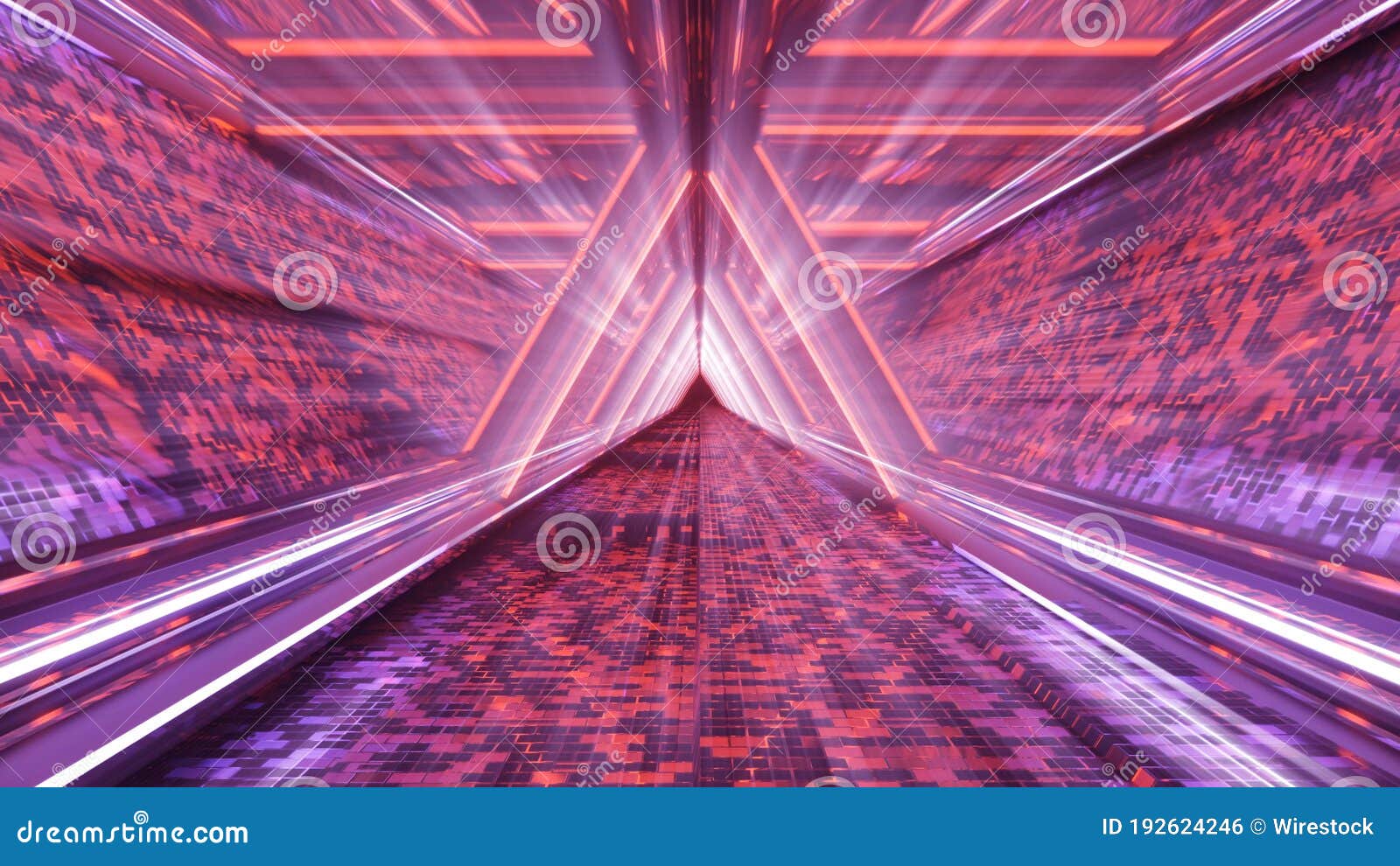 3D Rendering of a Cool Trippy Futuristic Hallway in a Triangular Form ...