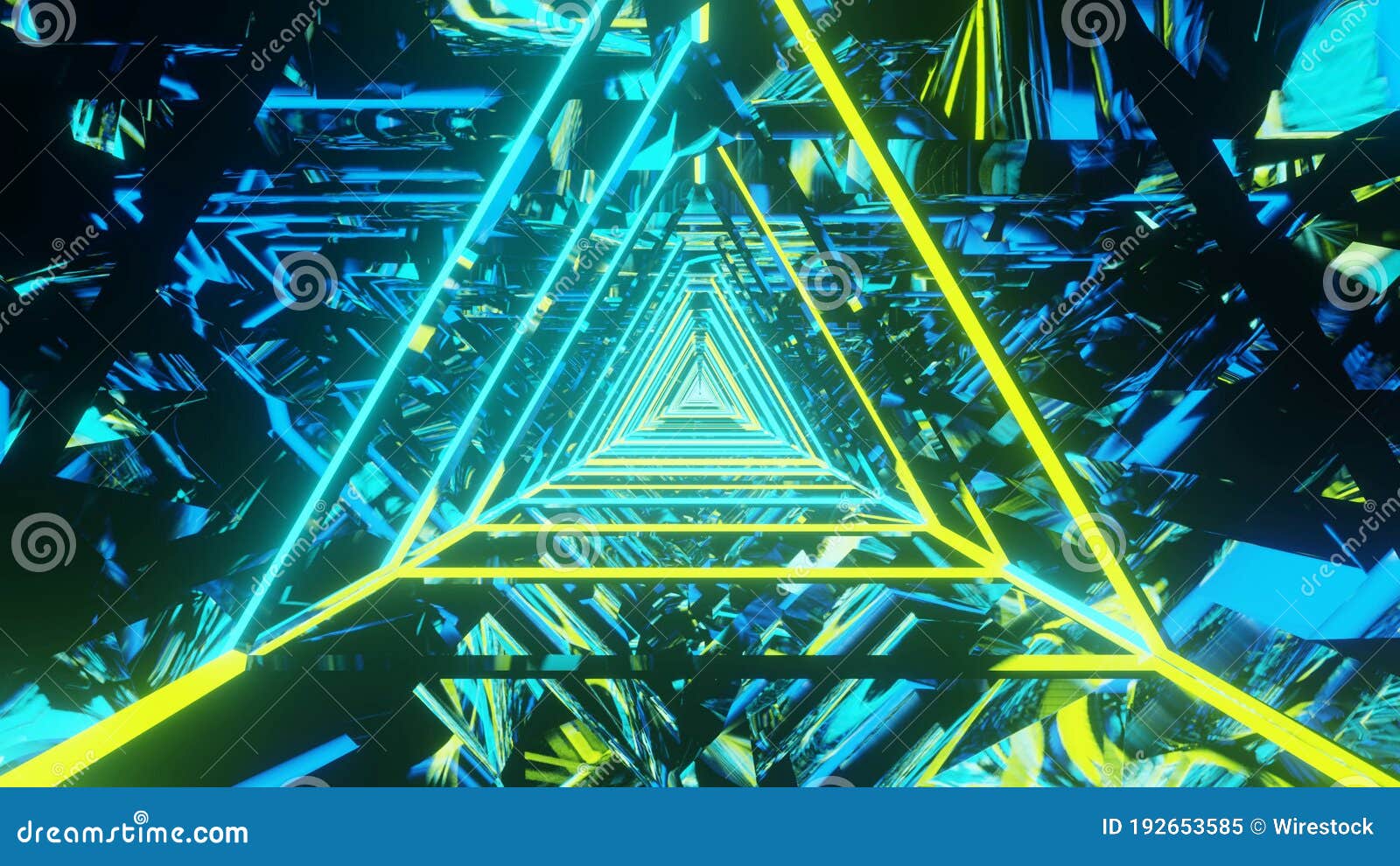 3D Rendering of a Cool Trippy Futuristic Hallway in a Triangular Form ...