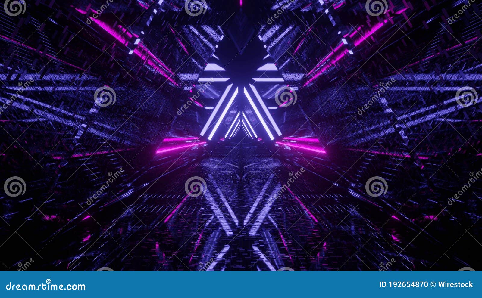3D Rendering of a Cool Trippy Futuristic Hallway in a Triangular Form ...