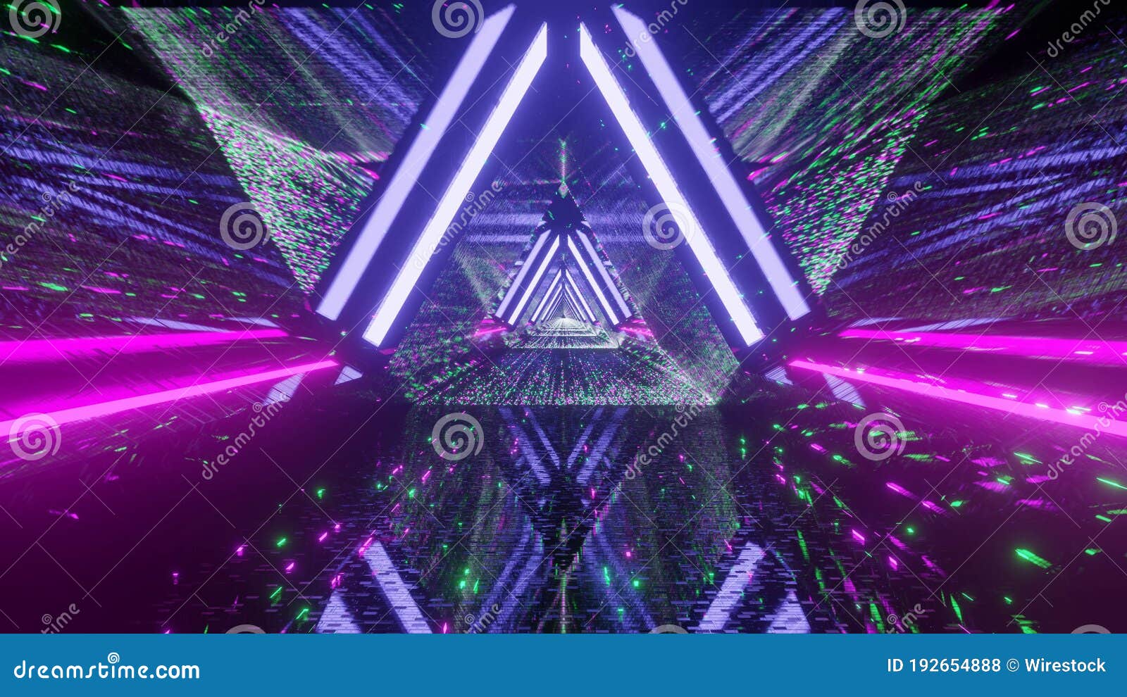 3D Rendering of a Cool Trippy Futuristic Hallway in a Triangular Form ...