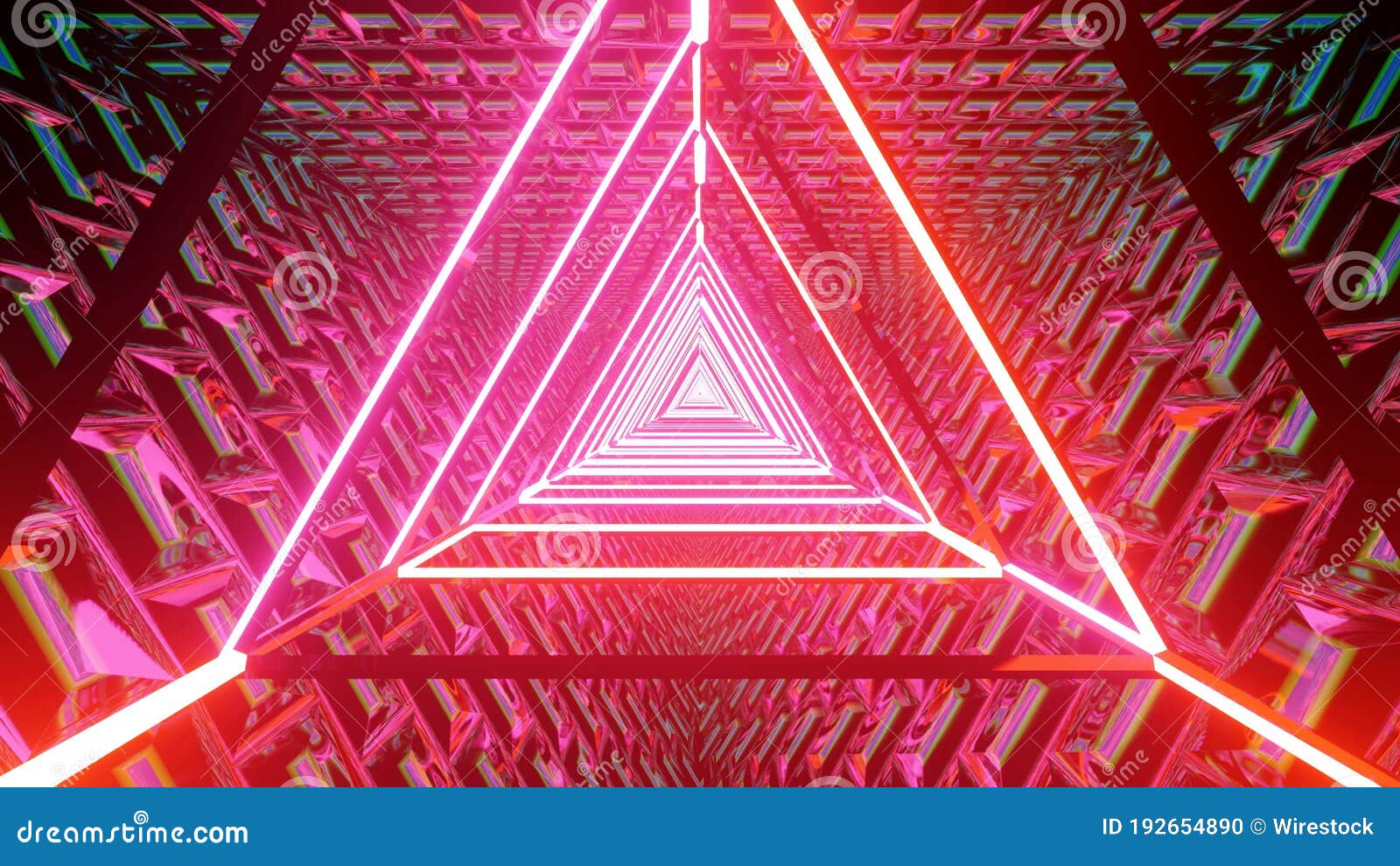 3D Rendering of a Cool Trippy Futuristic Hallway in a Triangular Form ...