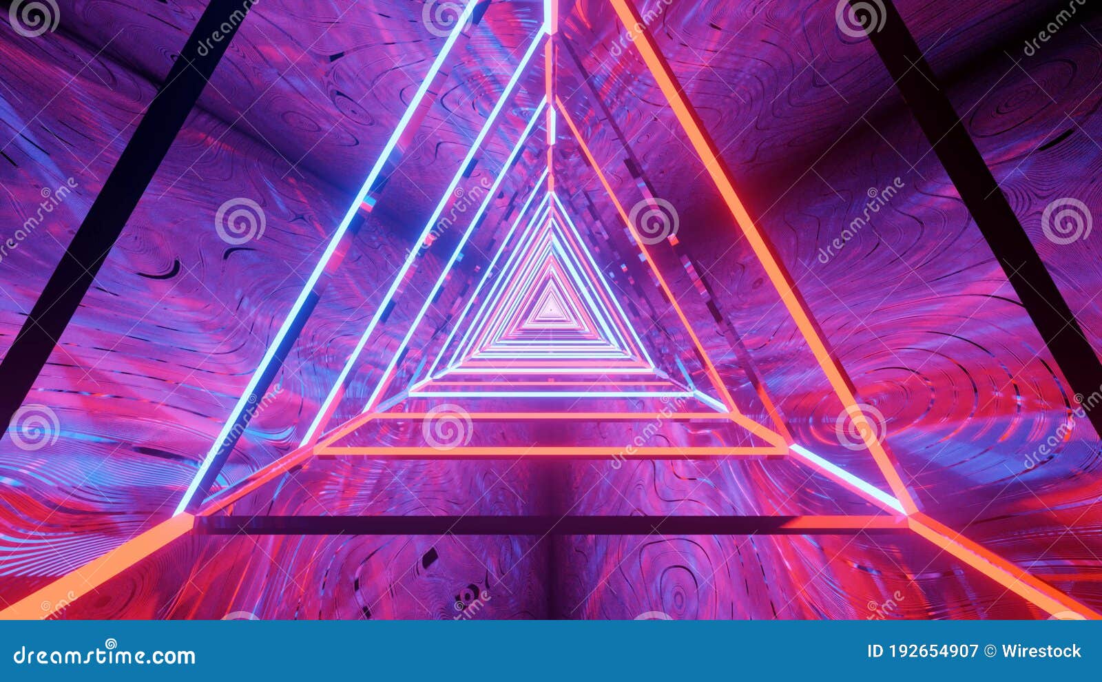 3D Rendering of a Cool Trippy Futuristic Hallway in a Triangular Form ...