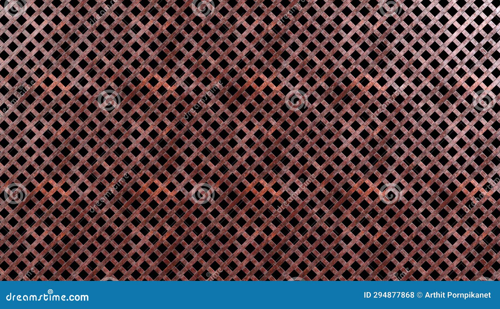 3D Rendering Of Copper Perforate Metal Texture, Metal Grid Floor ...