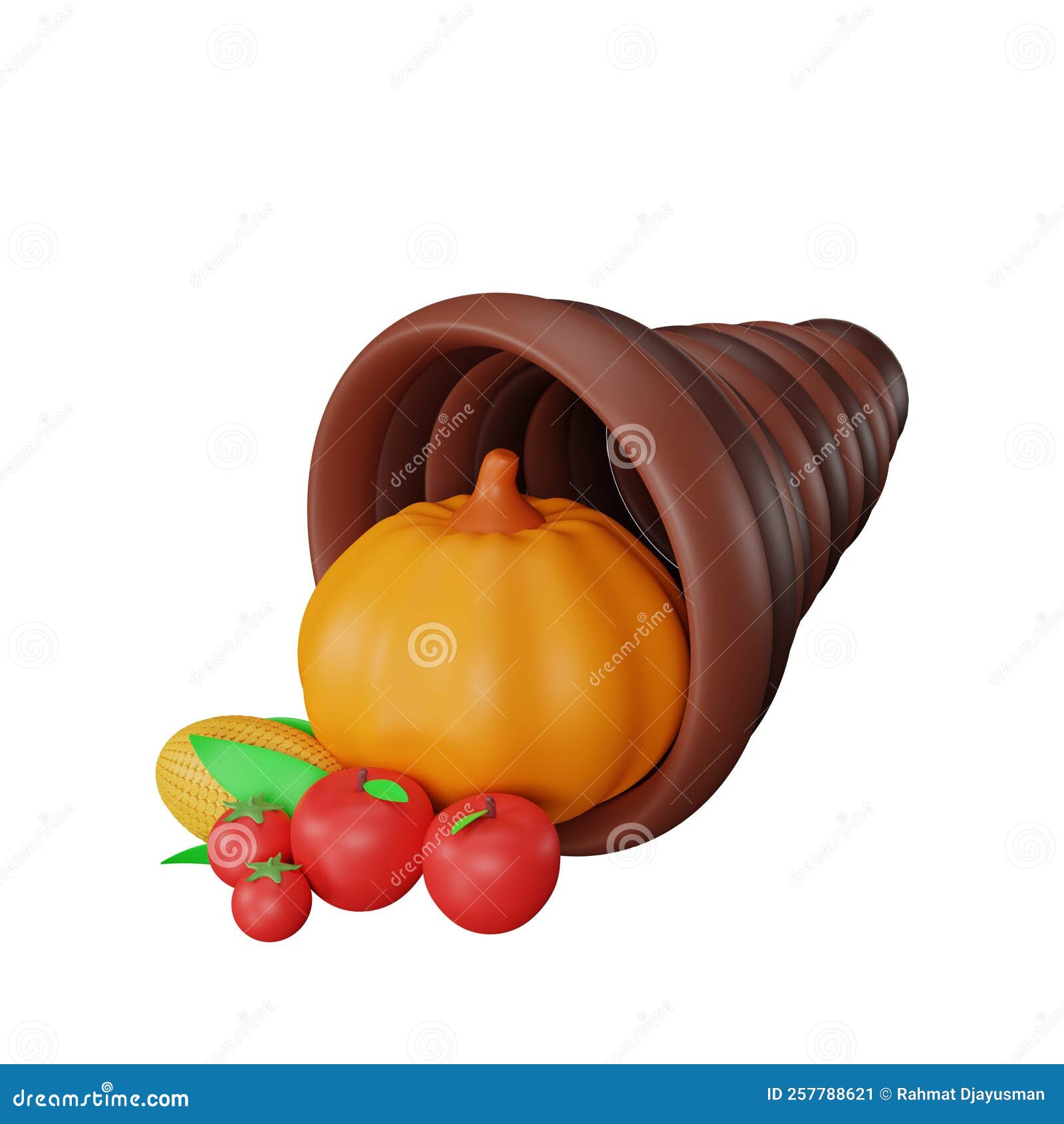 3d cornucopia thanksgiving stock image. Illustration of organic - 257788621