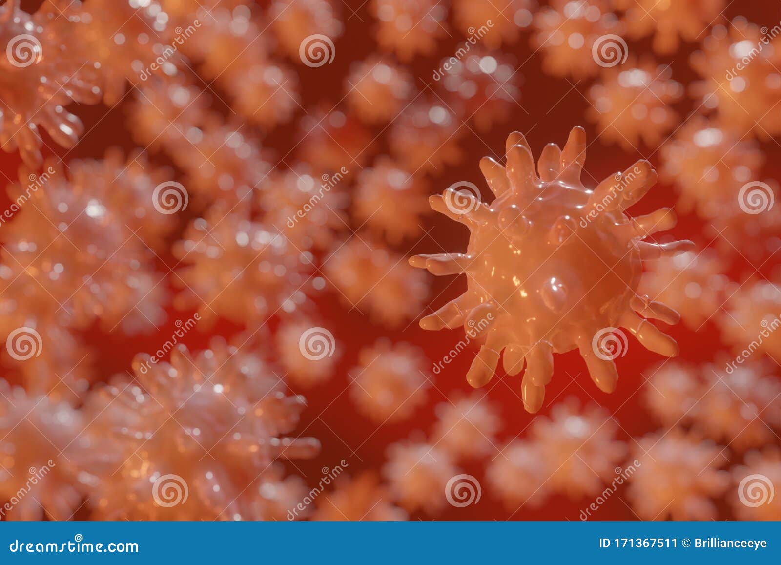 Close Up Viral Infection Spread Visualization Microscopic View Of Viral ...