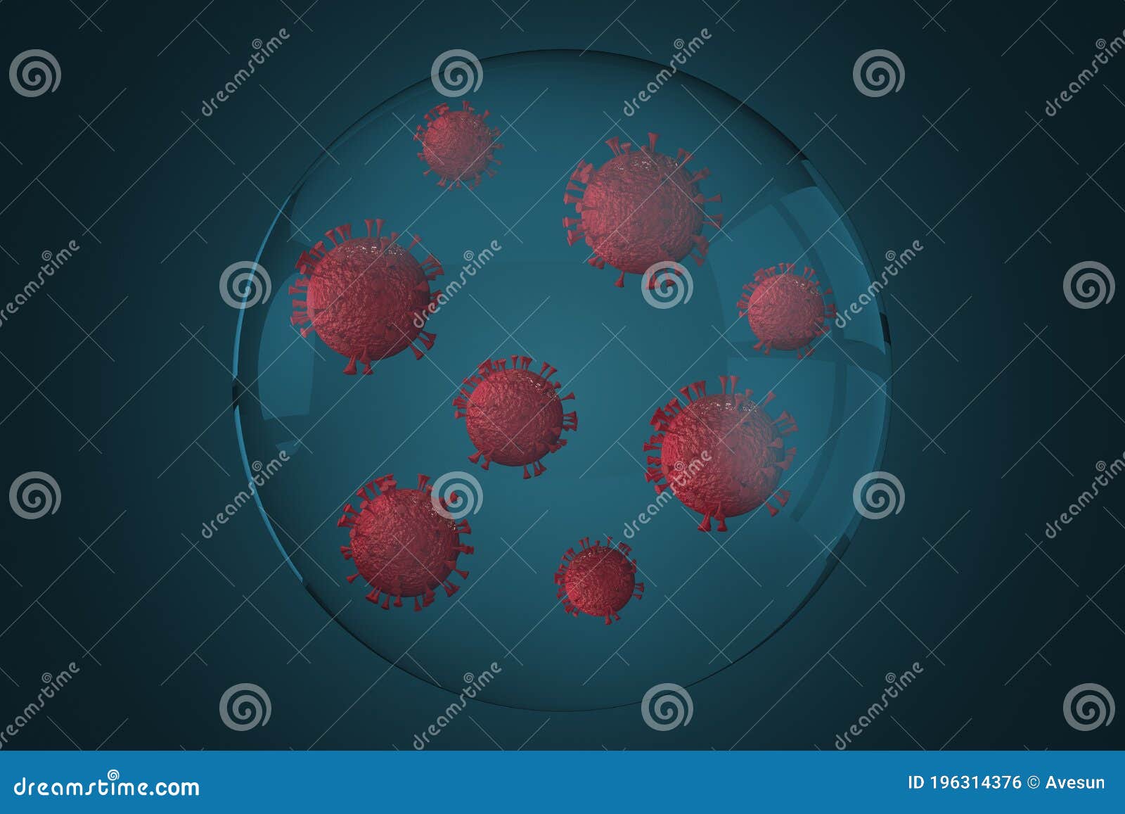 3D Rendering of Coronavirus Inside Bubble Stock Illustration ...