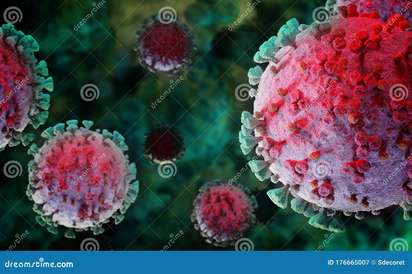 3D Rendering of the Coronavirus on a Microscopic Level. Microscope ...