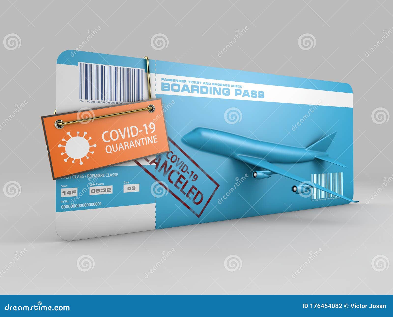 3d Rendering of Coronavirus Pandemic. Flight Ban and Closed Borders ...