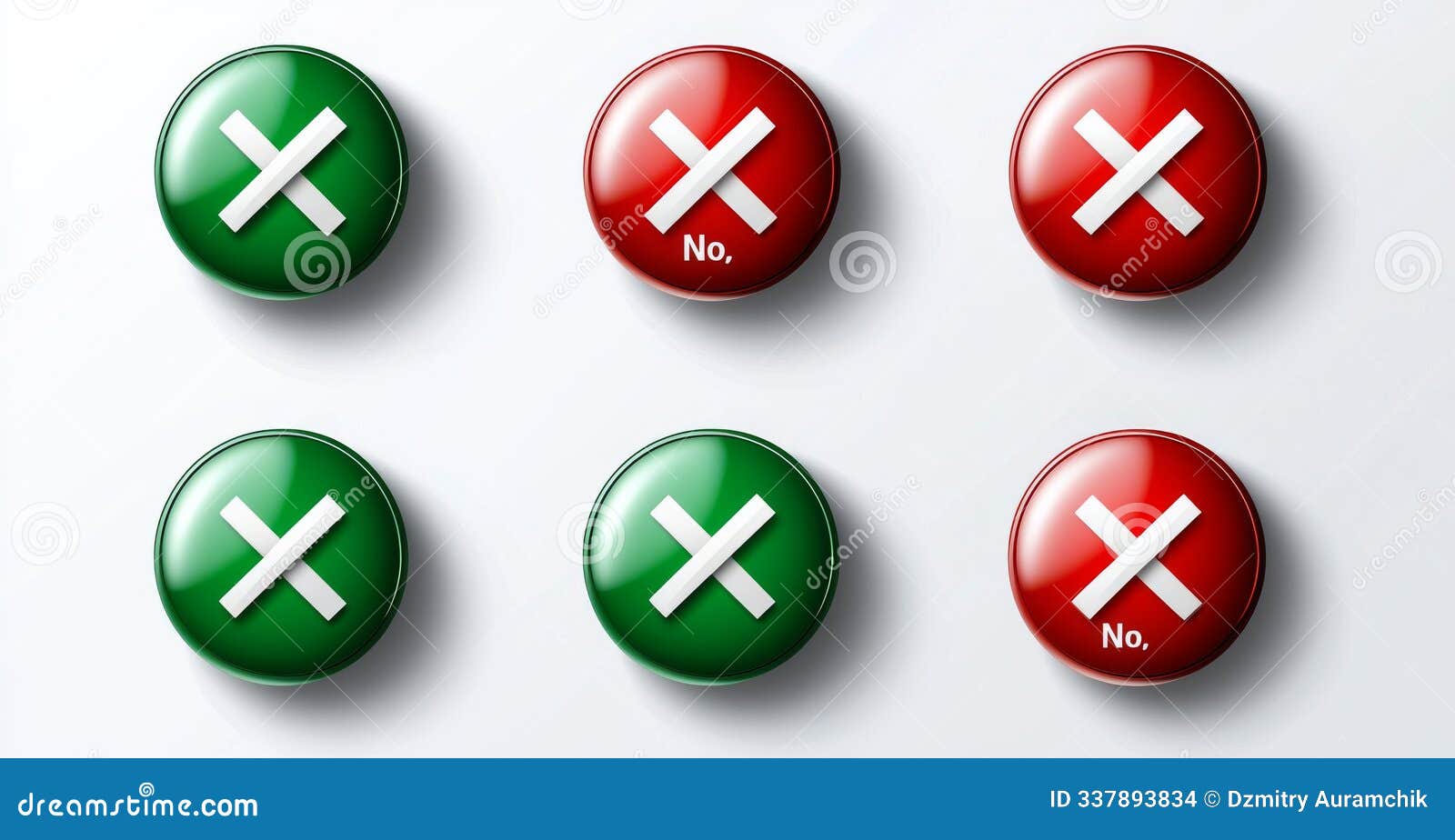 3D Rendering of Correct and Incorrect Check Mark Icon Choice Sign Test ...