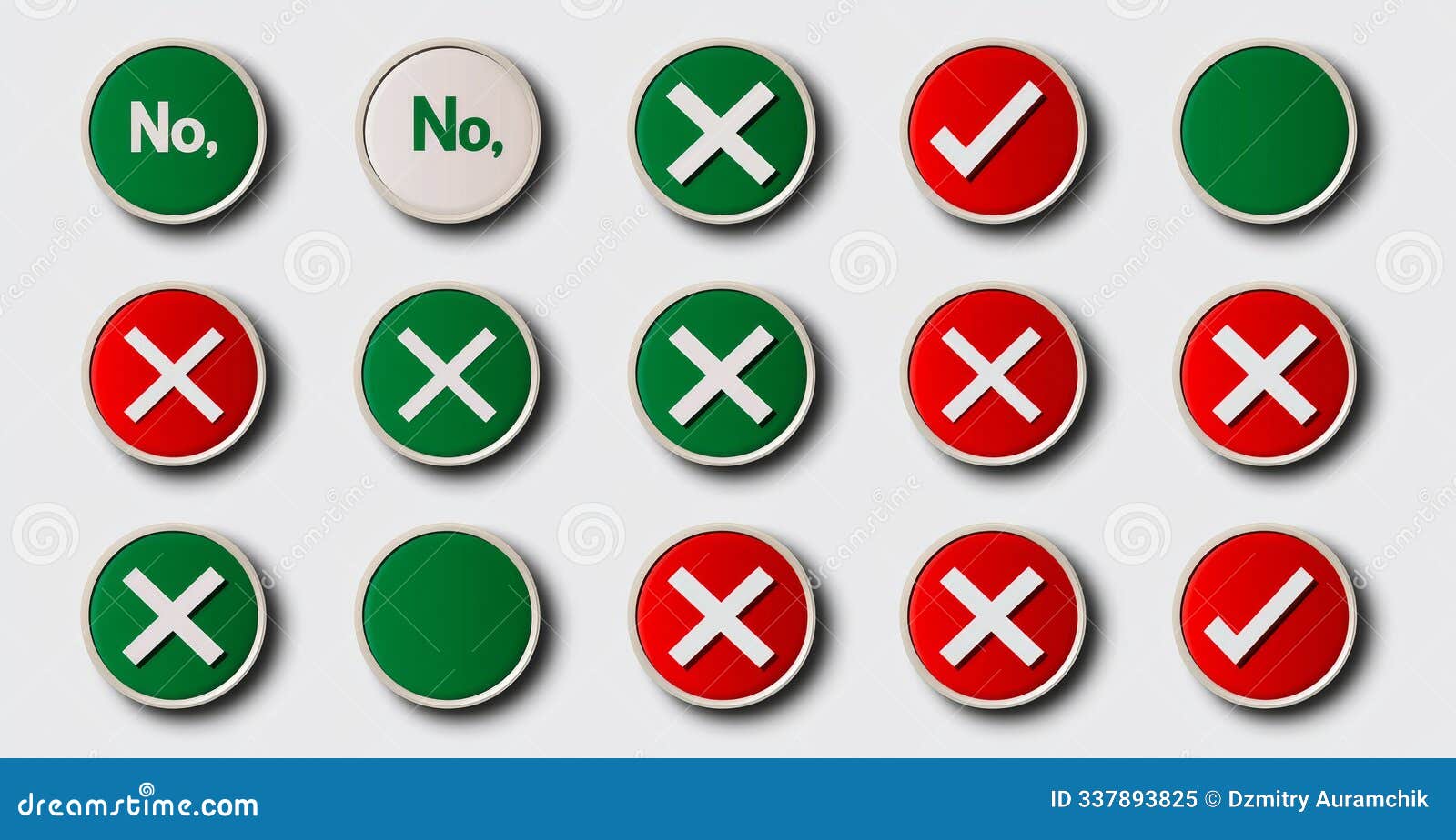 3D Rendering of Correct and Wrong Check Mark Icon Choice Sign Test ...
