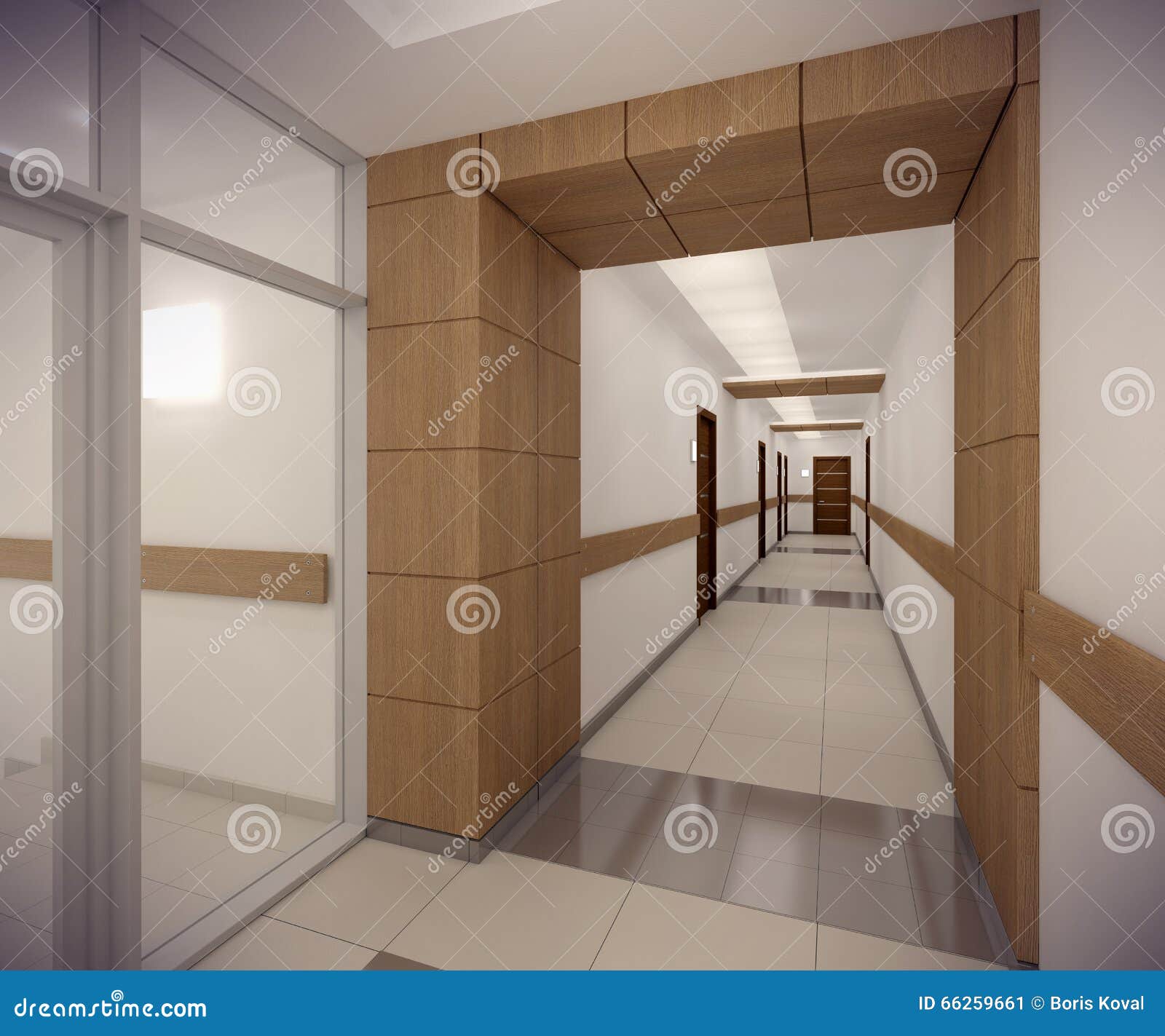 3D Rendering Corridor of Ofice Building Stock Illustration ...