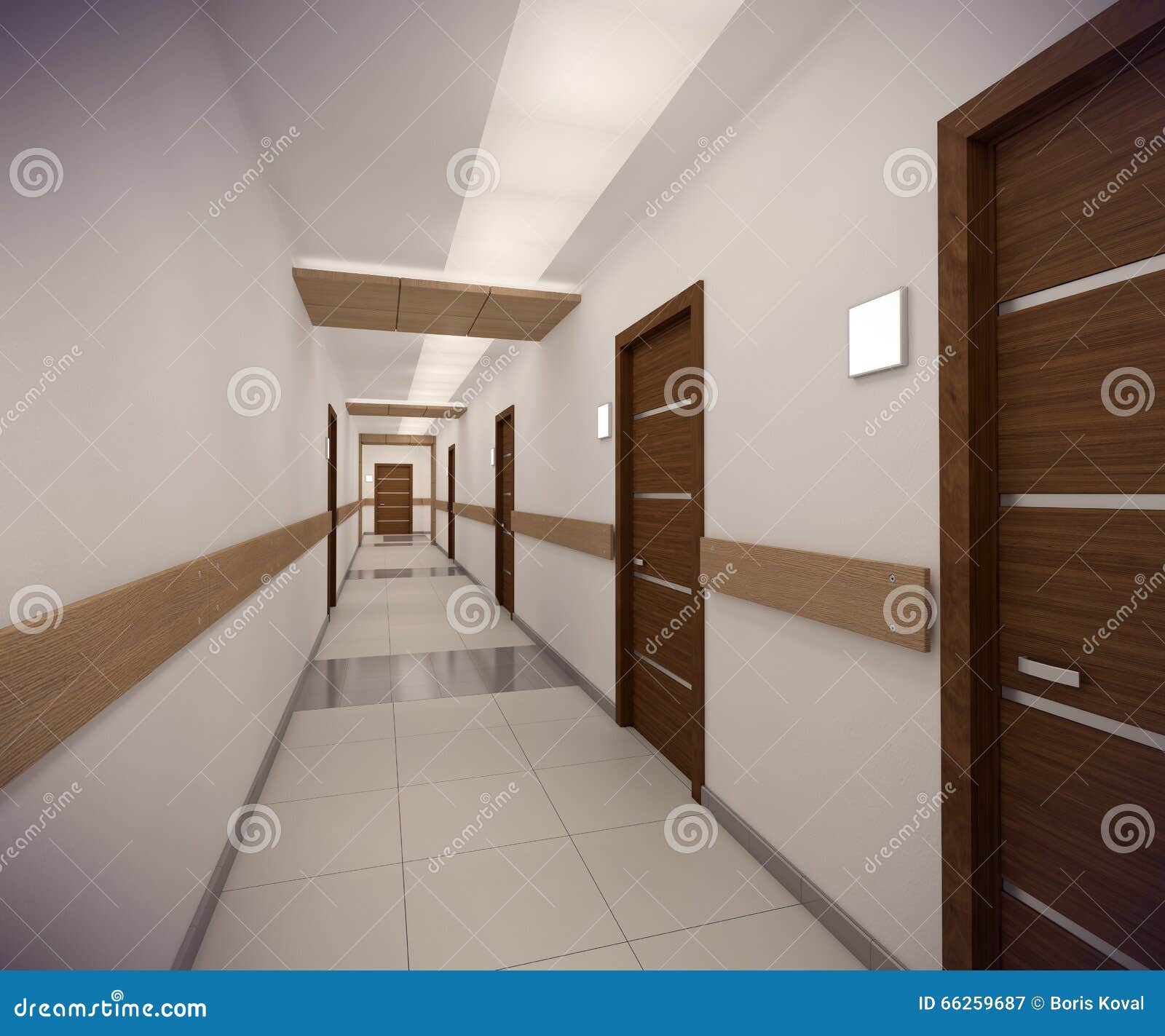 3D Rendering Corridor of Ofice Building Stock Illustration ...