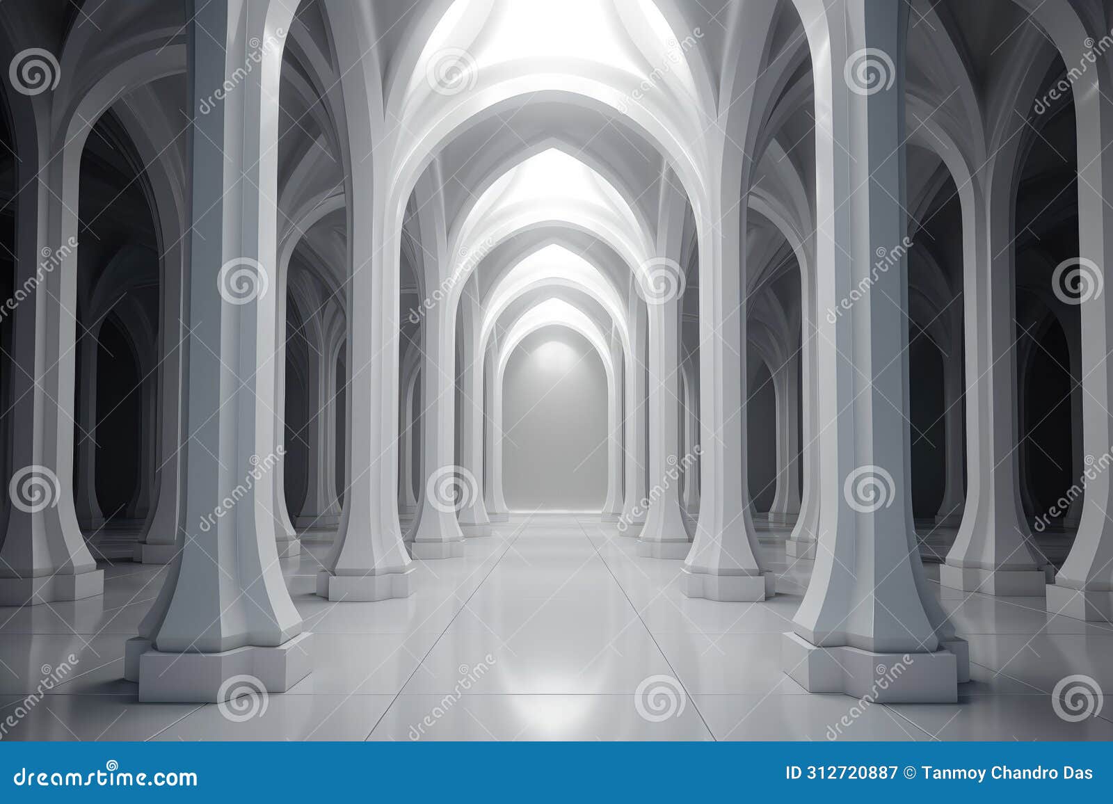 3D Rendering Corridor Pillars Background,3d Render of a Corridor with ...