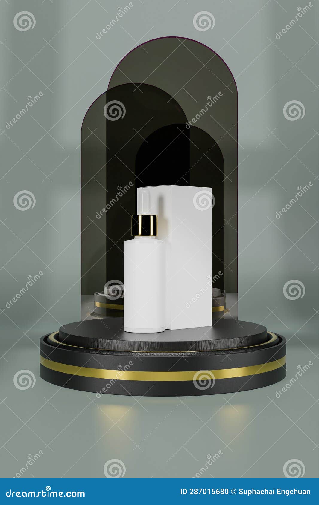 3d Rendering a Cosmetics Green Color Background. the Concept of Natural ...