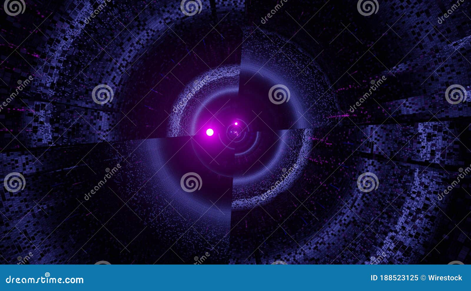 3D Rendering of a Cosmic Circle Displaced into Four Parts Stock ...